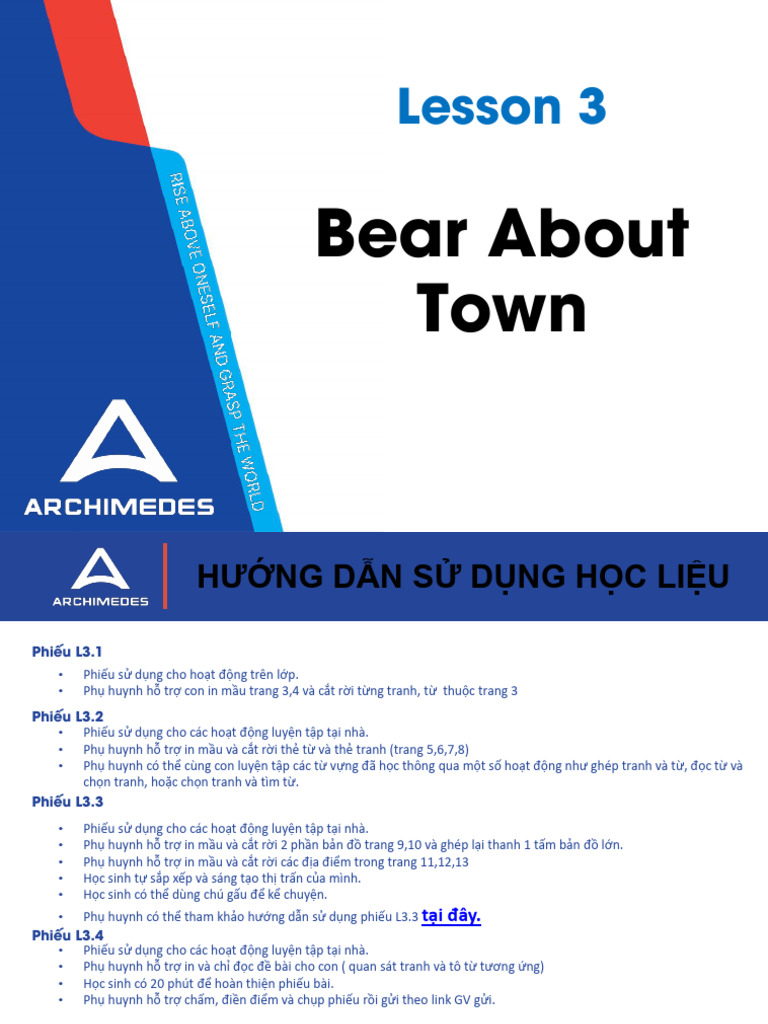 Let - s Start 2022. Lesson3. Bear About Town. Học Liệu1 | PDF