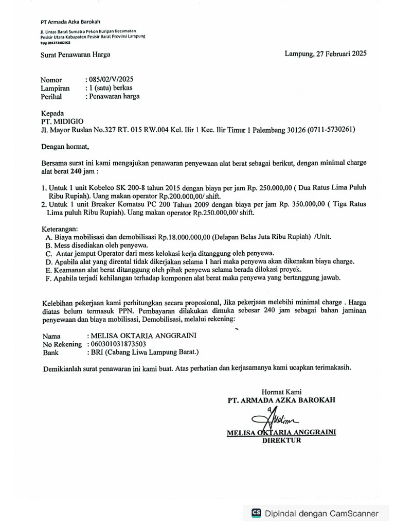 Surat Penawaran Harga | PDF