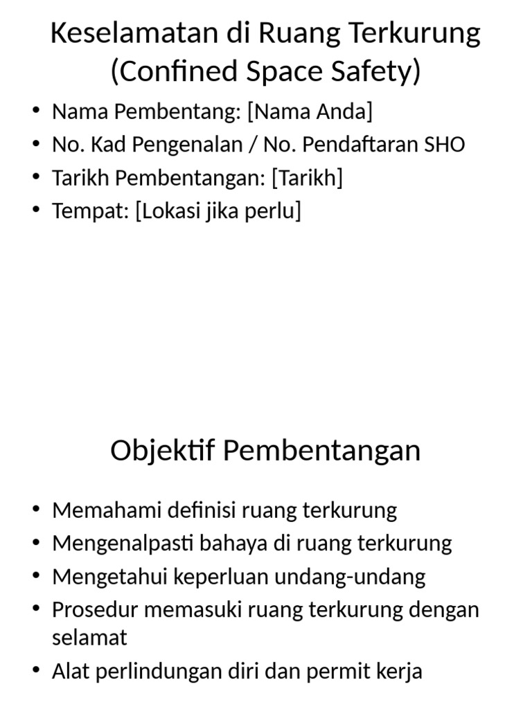 Presentation SSS Keselamatan Ruang Terkurung | PDF