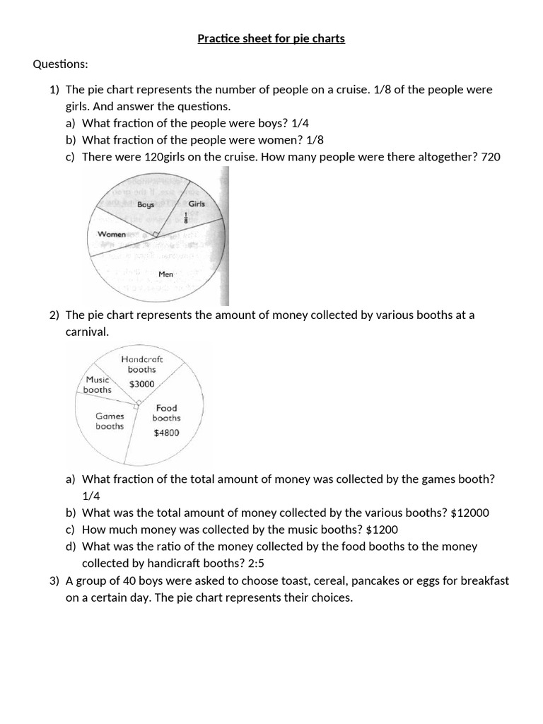 Practice Sheet For Pie Charts | PDF | Odds