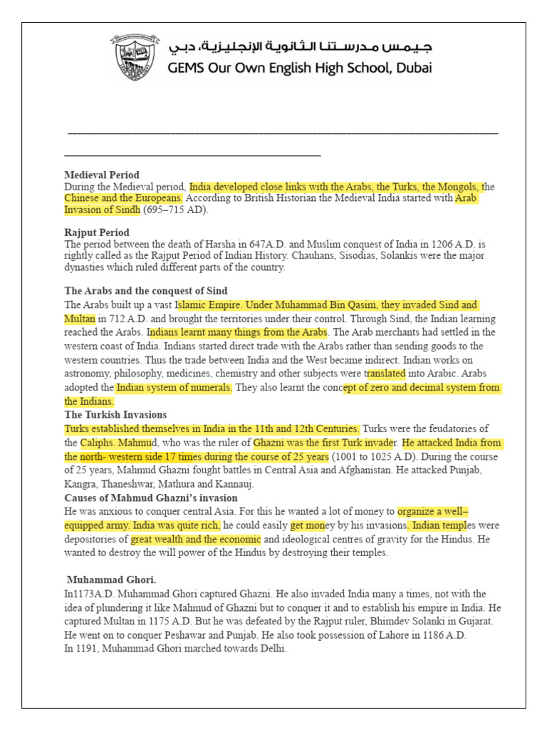 History-The Turkish Invasions | PDF | Arabs | Asia