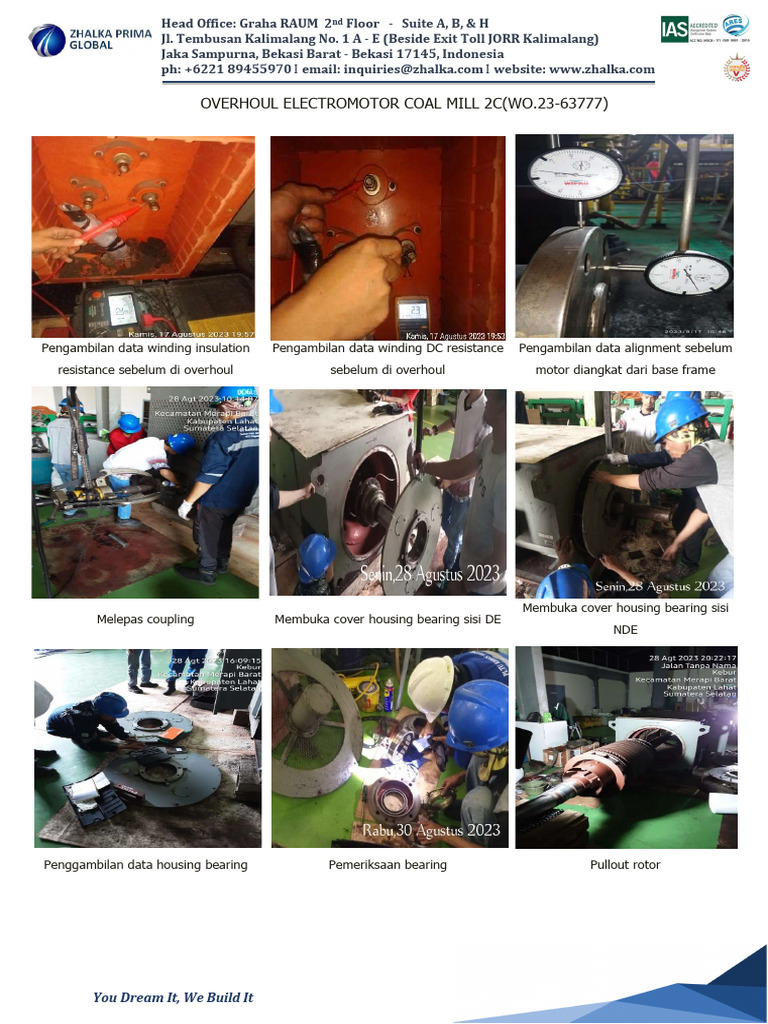 Electromotor Coal Mill Overhaul Process | PDF | Electric Motor | Machines