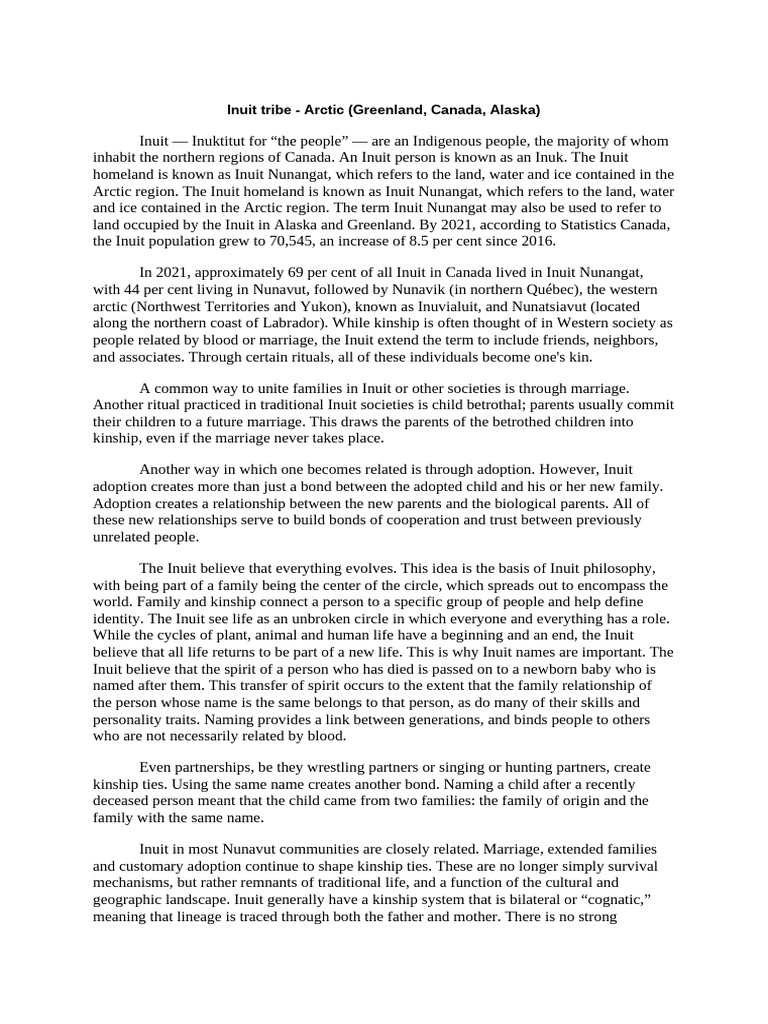 Inuit Tribe - Arctic (Greenland, Canada, Alaska) | PDF | Inuit | Eskimo