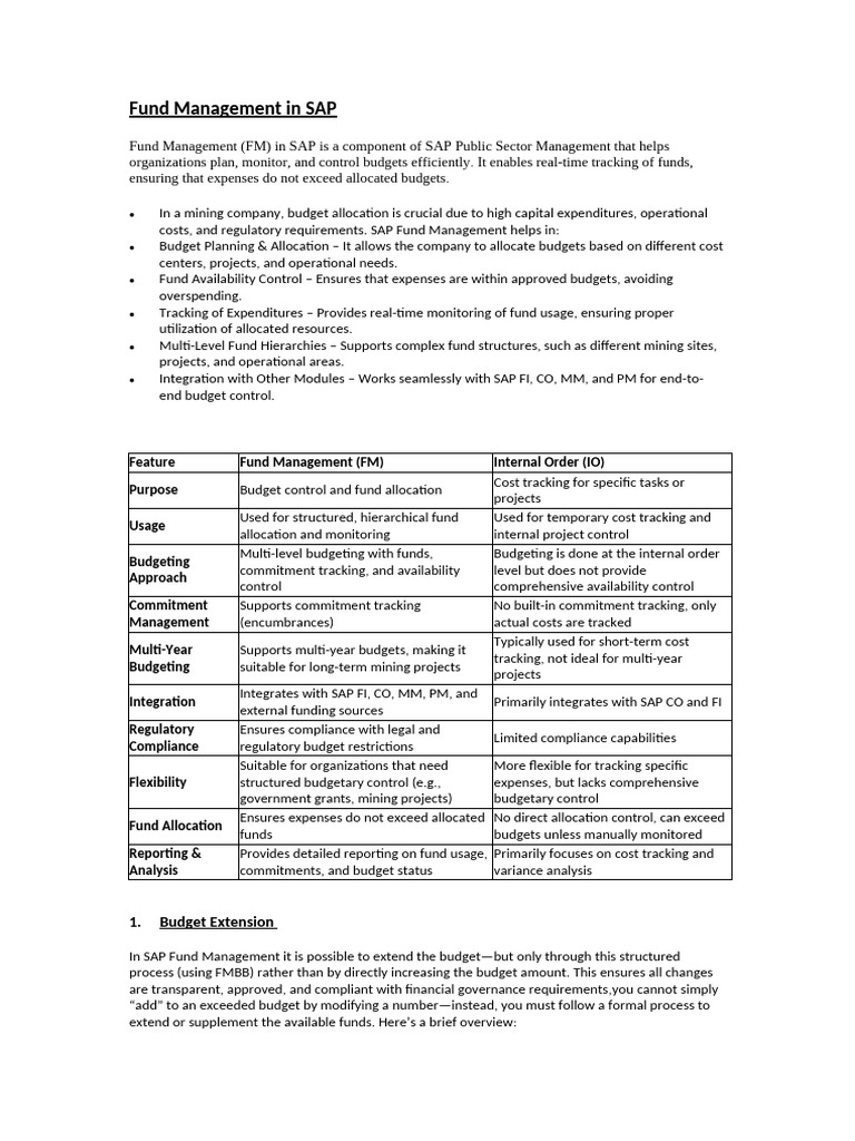 Fund Management in SAP | PDF | Budget | Expense