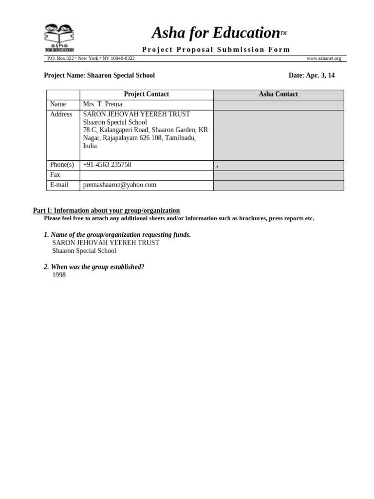 1184 Sharon School Proposal Asha Format | PDF | Schools | Literacy