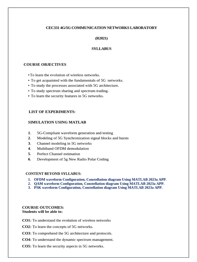 4G 5G Lab Manual FINAL-1 | PDF | Orthogonal Frequency Division Multiplexing | Modulation