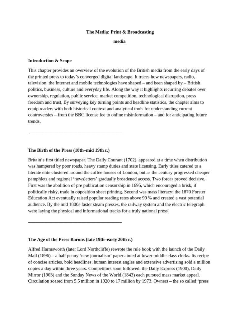 Evolution of British Media Landscape | PDF | Mass Media | Bbc