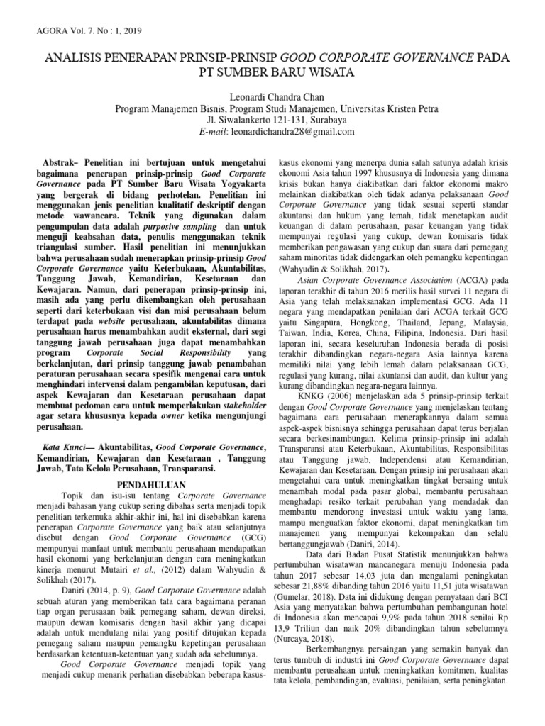 Analisis Penerapan Prinsip Prinsip Good | PDF