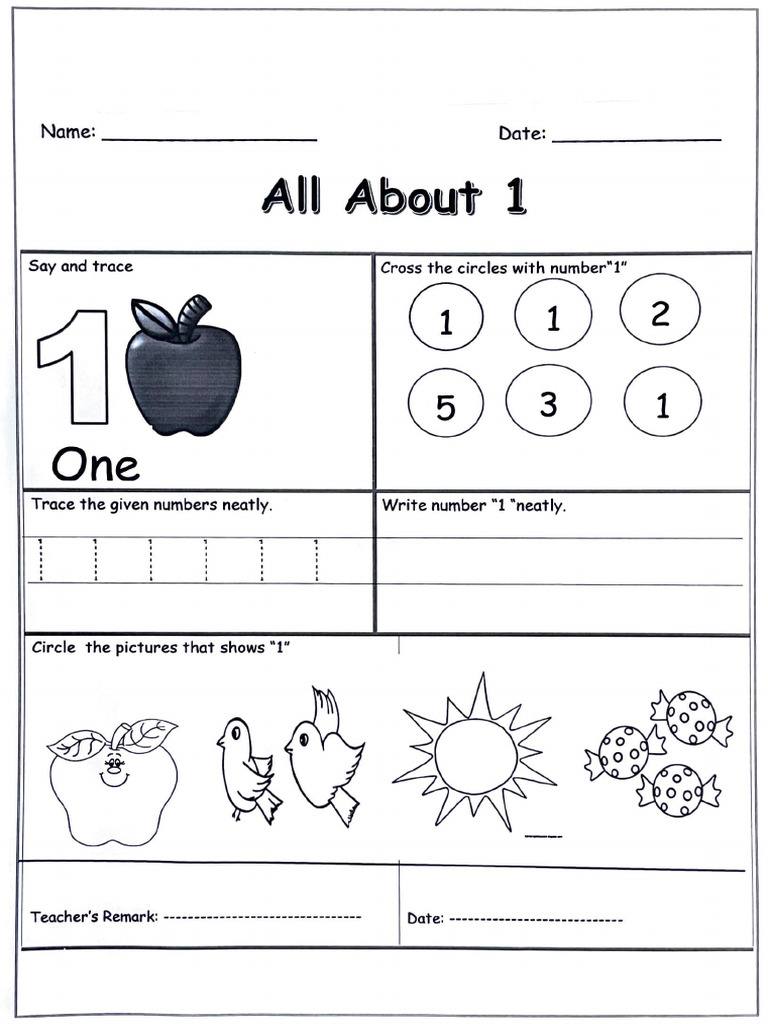 Numbers 1-10 Worksheet for KG 2 | PDF
