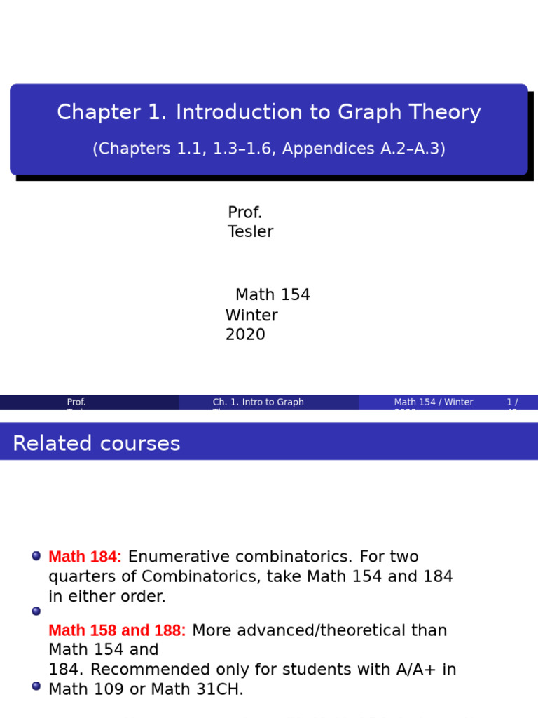 154 Intro Graphs 20-Handout | PDF | Vertex (Graph Theory) | Graph Theory