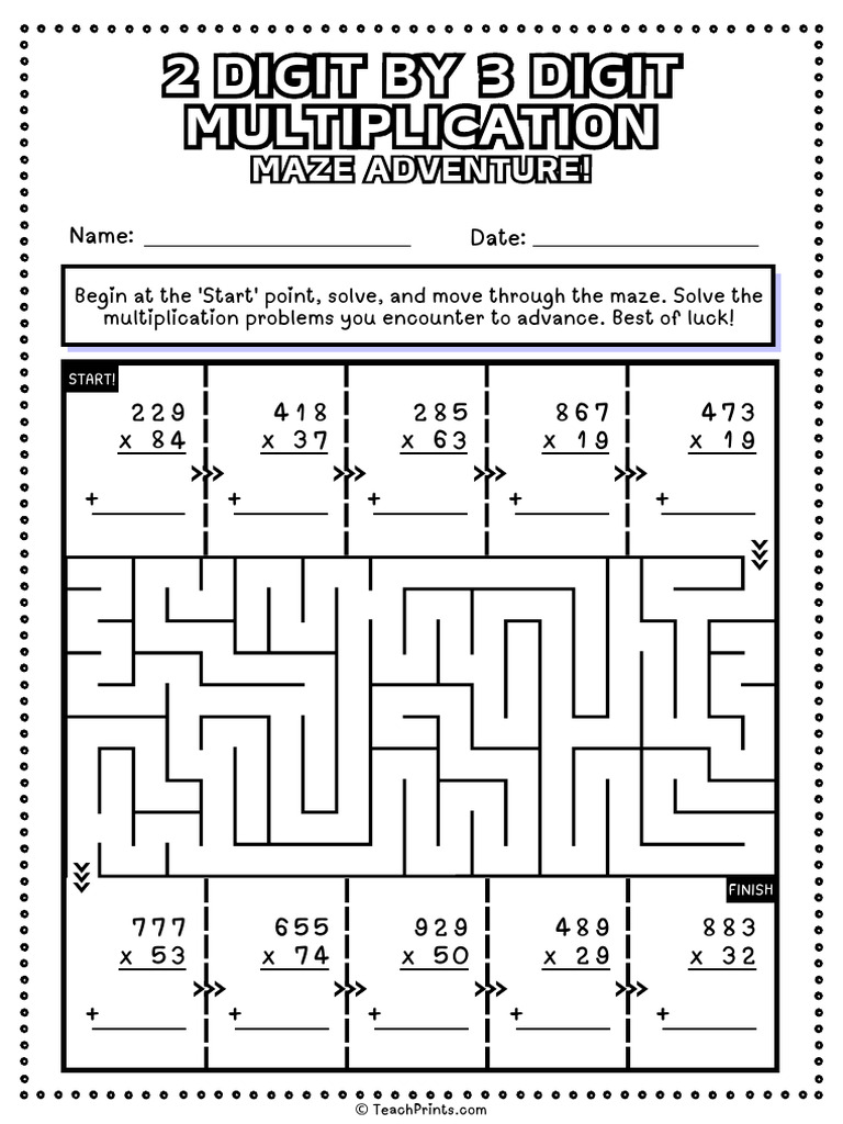 2-Digit by 3-Digit Multiplication Maze | PDF