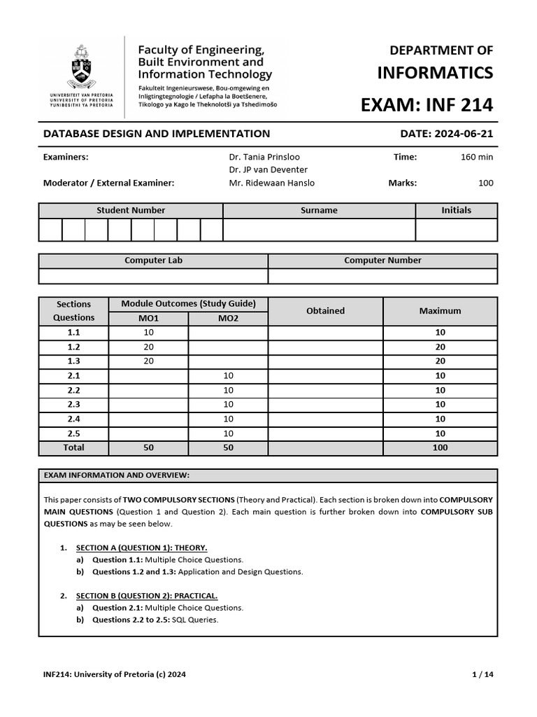 Exam Final Memo For Perusal | PDF | Databases | Information Science