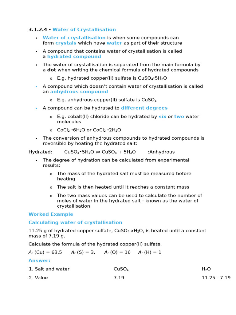 3.1.2.4 Water of Crystallisatiob | PDF
