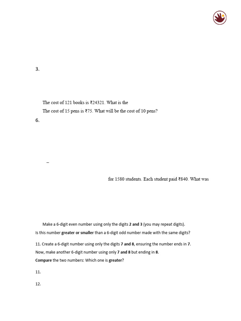 Practice Sheet Grade 5 | PDF | Numbers | Arithmetic
