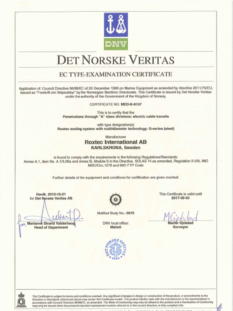 DNV Certificate | PDF