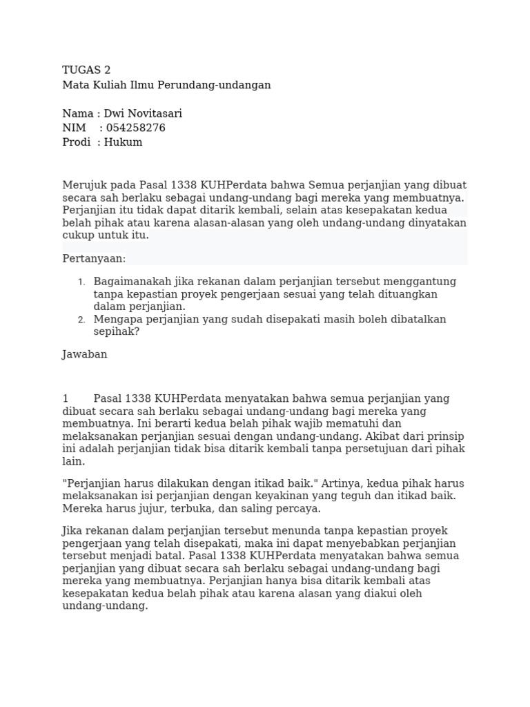 Tugas 2 Dwi Novita (Sistem Hukum Indonesia) | PDF