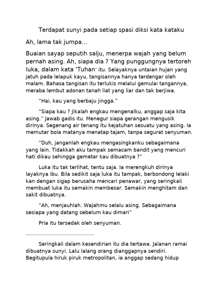 Terdapat Sunyi Pada Setiap Spasi Diksi Kata Kataku | PDF