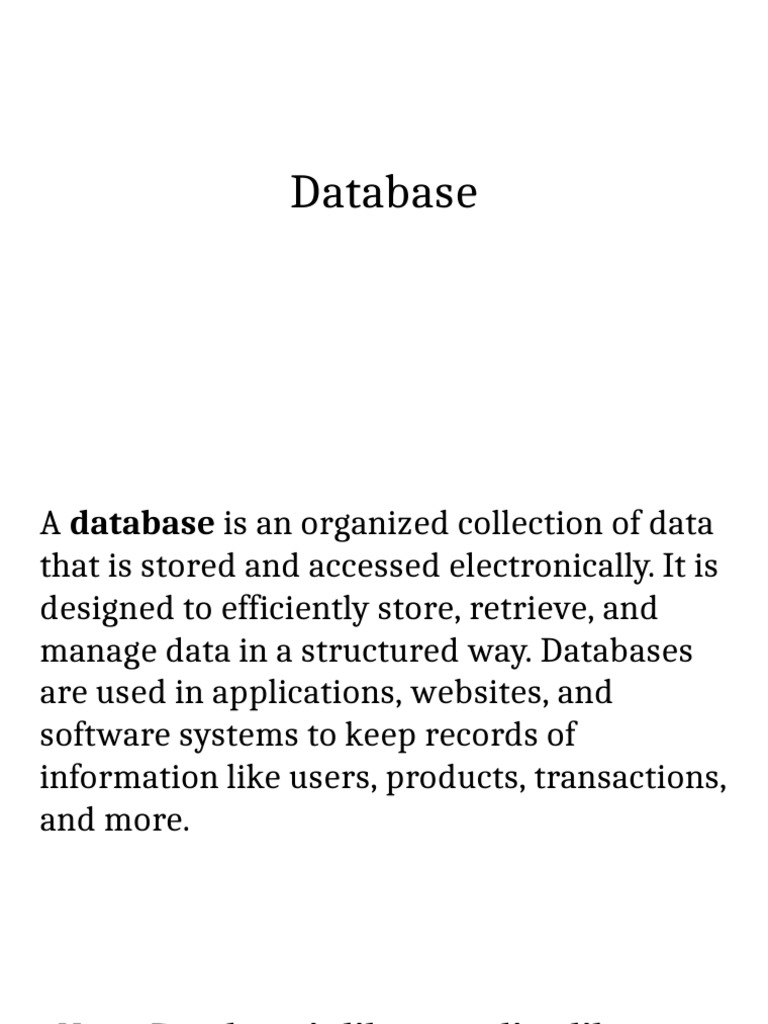 Database Presentation | PDF | Databases | Relational Database