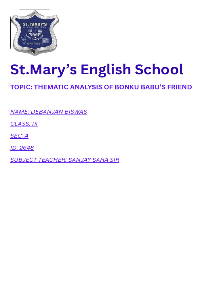 St. Mary's English School | PDF | Bullying | Extraterrestrial Life