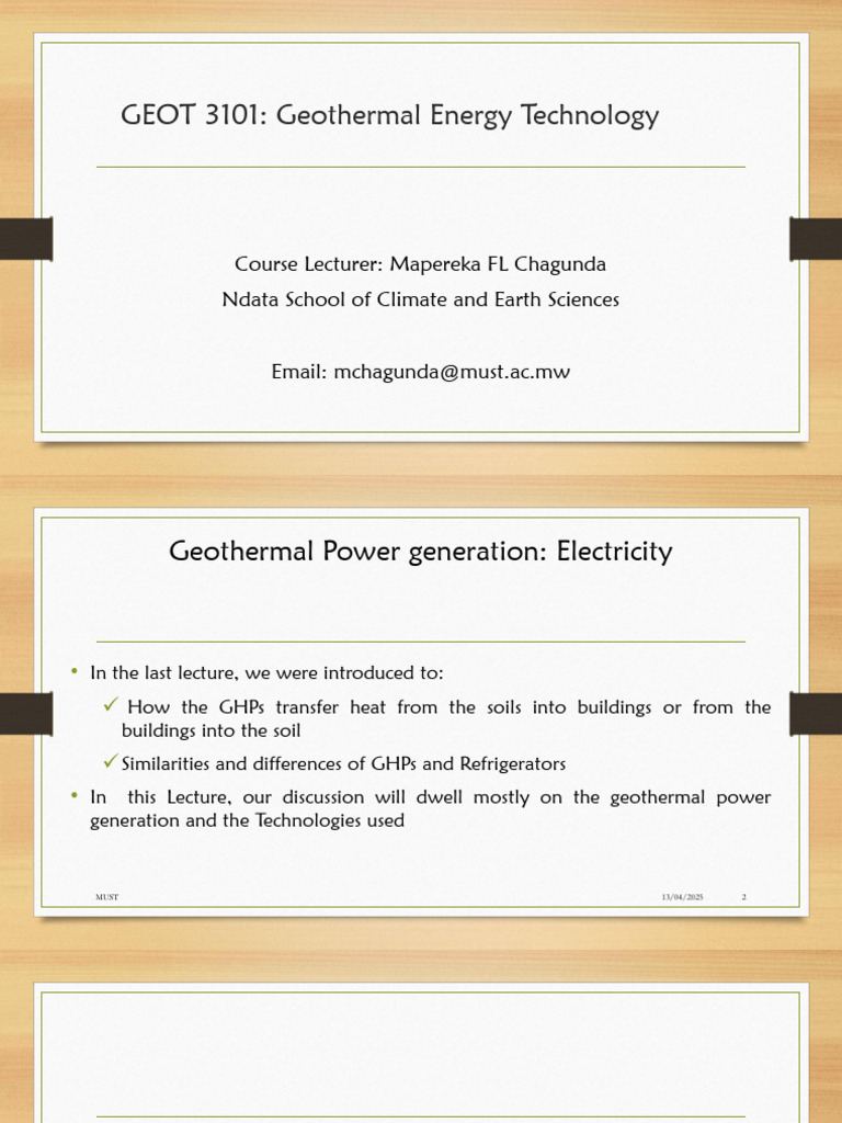 Lecture 4 GEOT 3100 04032025 | PDF | Geothermal Energy | Steam