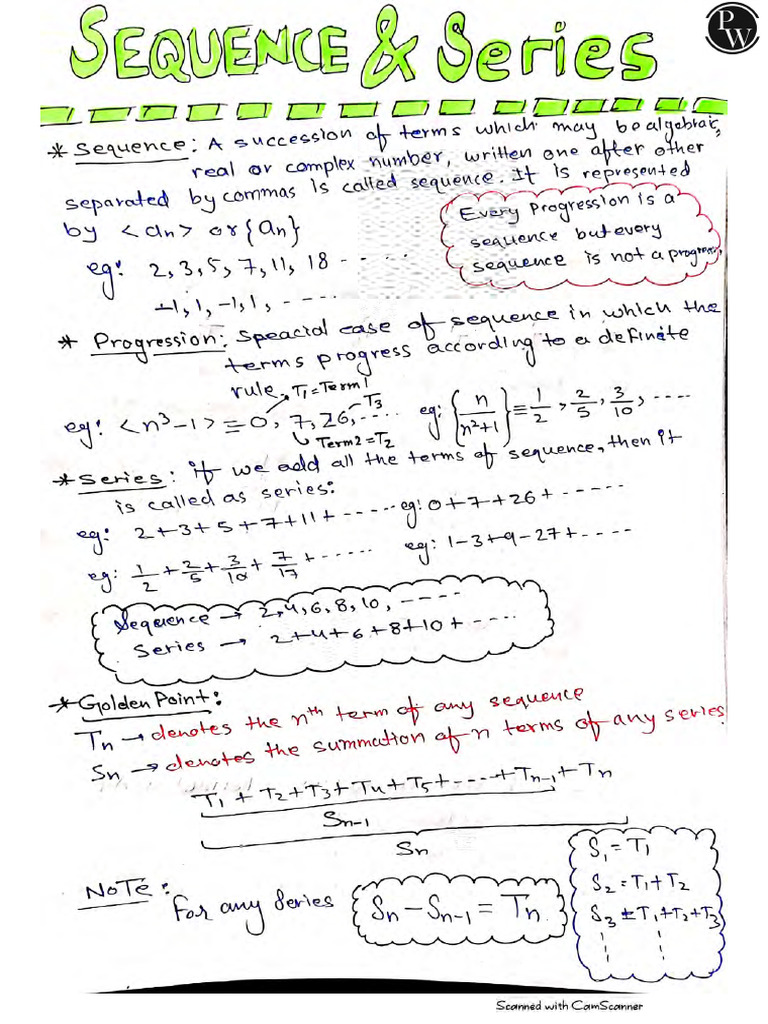 Sequence and Series - Handwritten Notes | PDF