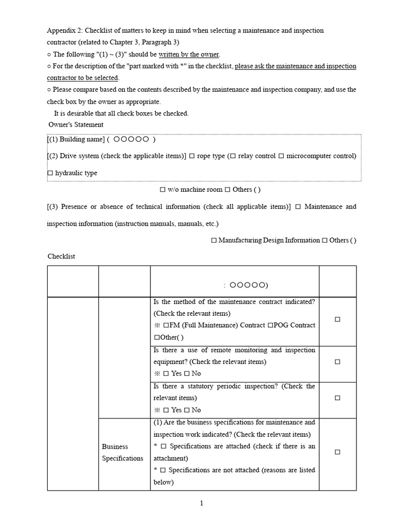 2C2 en en Appendix 2 Checklist of Matters To Keep in Mind When Selecting | PDF | Elevator ...