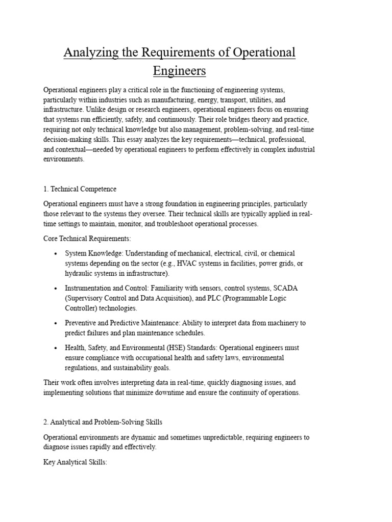 Practice 10 Analyzing The Requirements of Operational Engineers | PDF ...