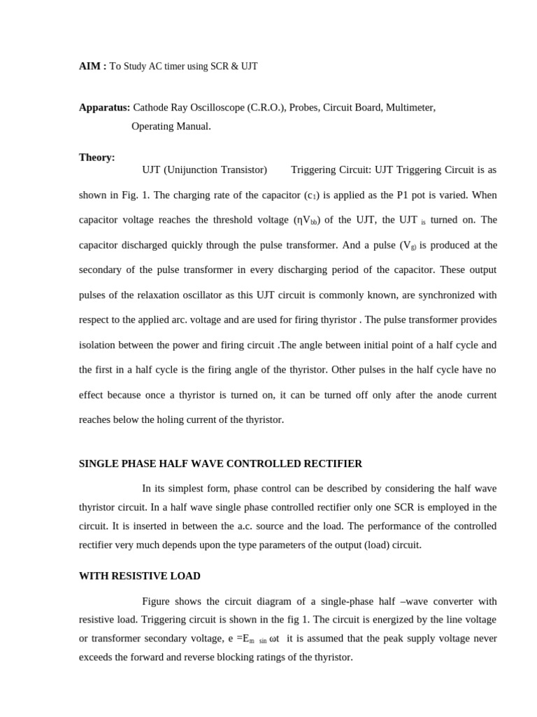 AC Timer Using SCR & UJT, XL-552 | PDF | Rectifier | Electrical Equipment