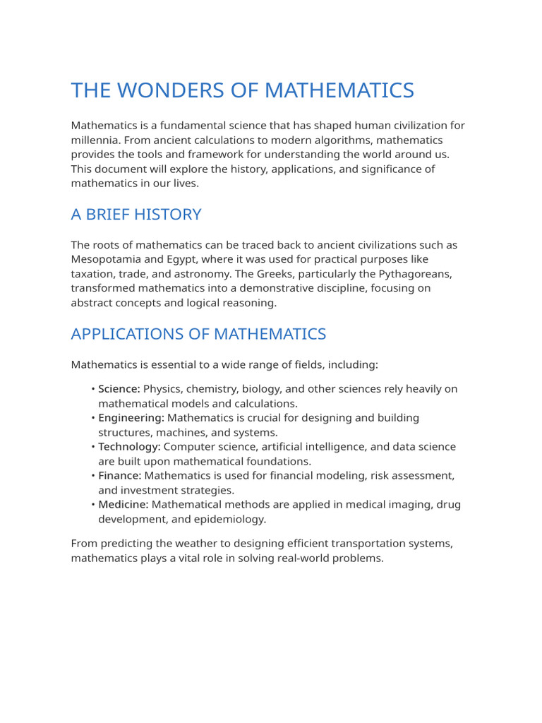 Mathematical Concepts and Applications | PDF | Mathematics | Science