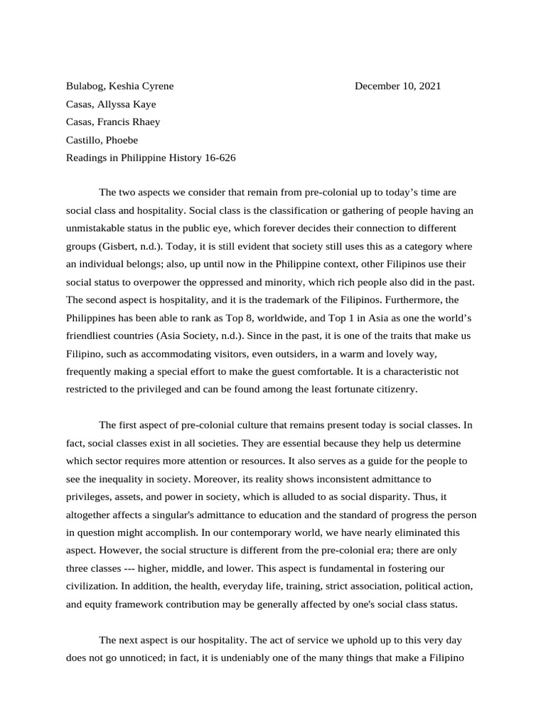 RPH Reflection Paper - GE 1210 16-626 | PDF | Philippines