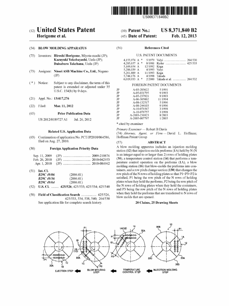US8371840 Patent Document For Asb 70 DPH | PDF | Civil Law (Common Law ...