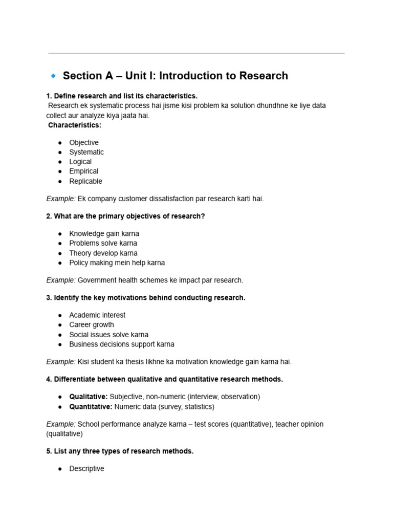 Research Imp. Ques. Hinglish | PDF | Sampling (Statistics) | Statistics