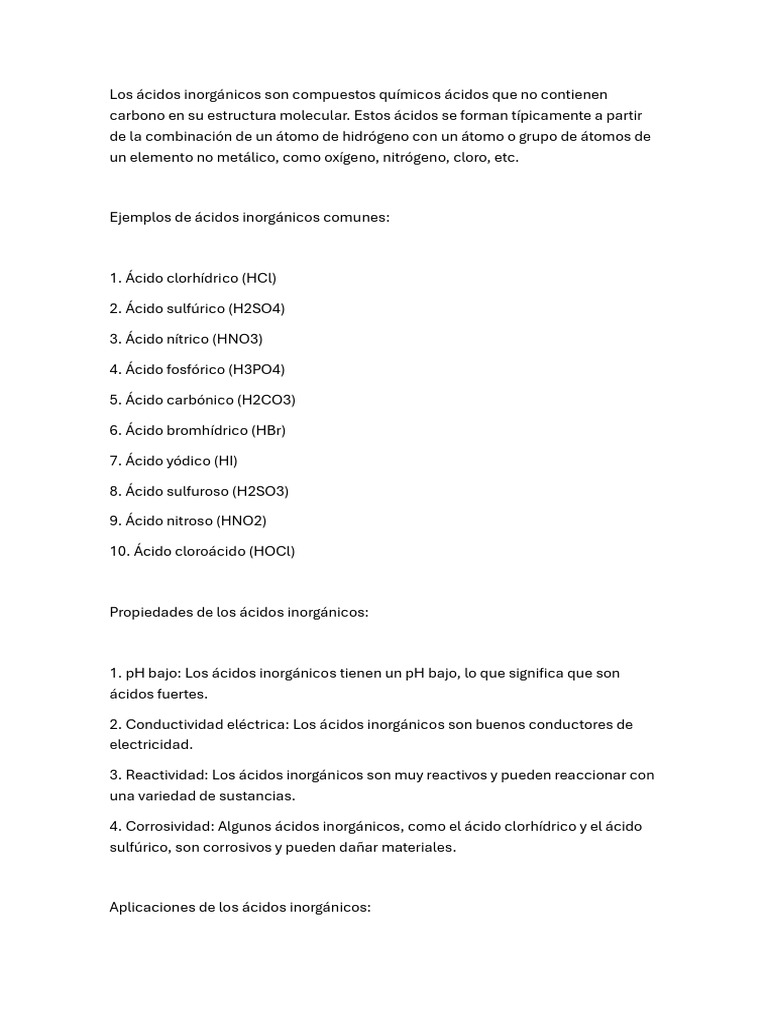 Acidos Inorgánicos Enrique | PDF