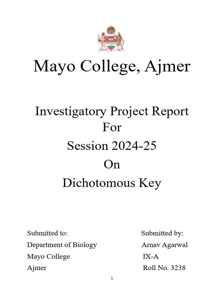Investigatory Project Report On Dichotomous Key - Arnav Agarwal | PDF
