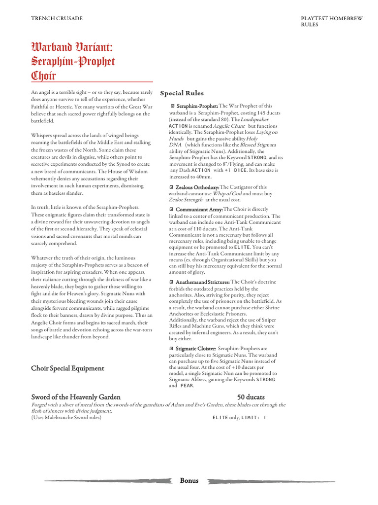 Seraphim-Prophet Warband Rules Guide | PDF | Religious Belief And Doctrine