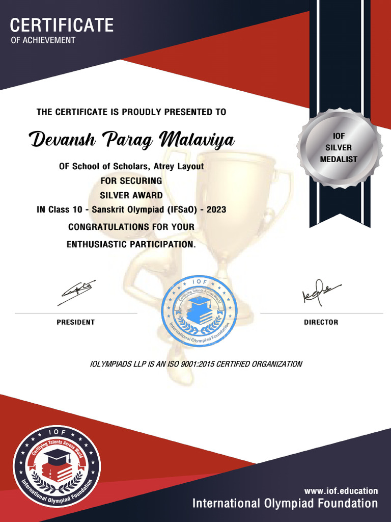 Devansh Malaviya IFSaO Certificate | PDF
