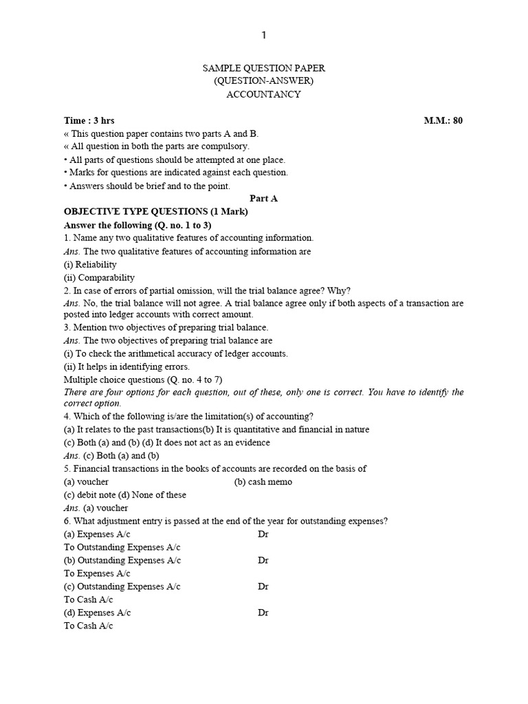 Sample Paper Examination Account | PDF | Debits And Credits | Computer ...