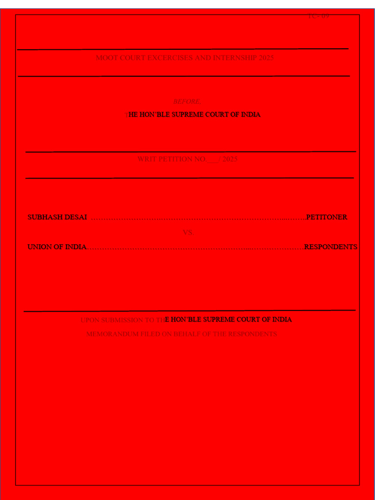 Respondent Memorial Final | PDF | Politics Of India | Government
