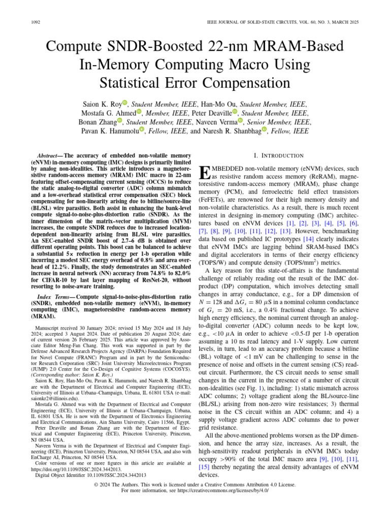 Roy 等 - 2025 - Compute SNDR-Boosted 22-Nm MRAM-Based in-Memory Computing Macro Using Statistical ...