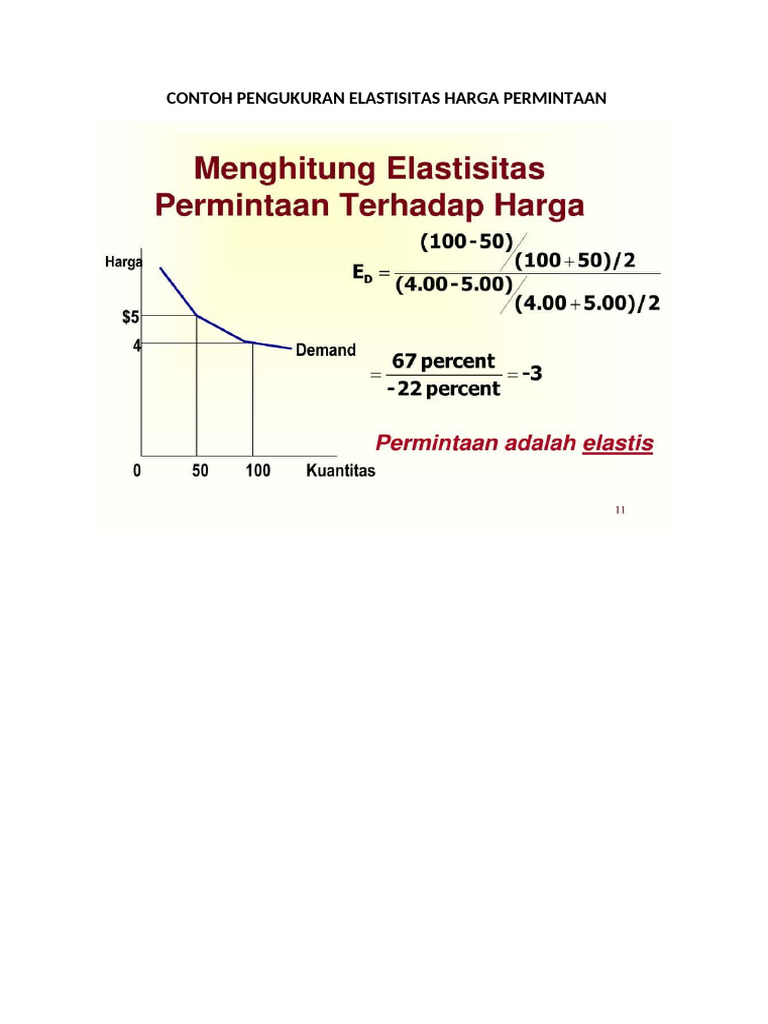 Contoh Pengukuran Elastisitas Harga Permintaan | PDF