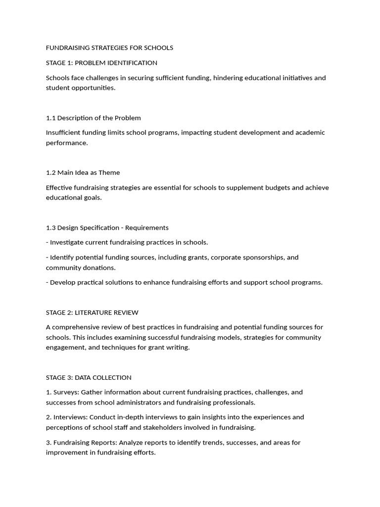 Fundraising Strategies Project | PDF | Fundraising | Evaluation