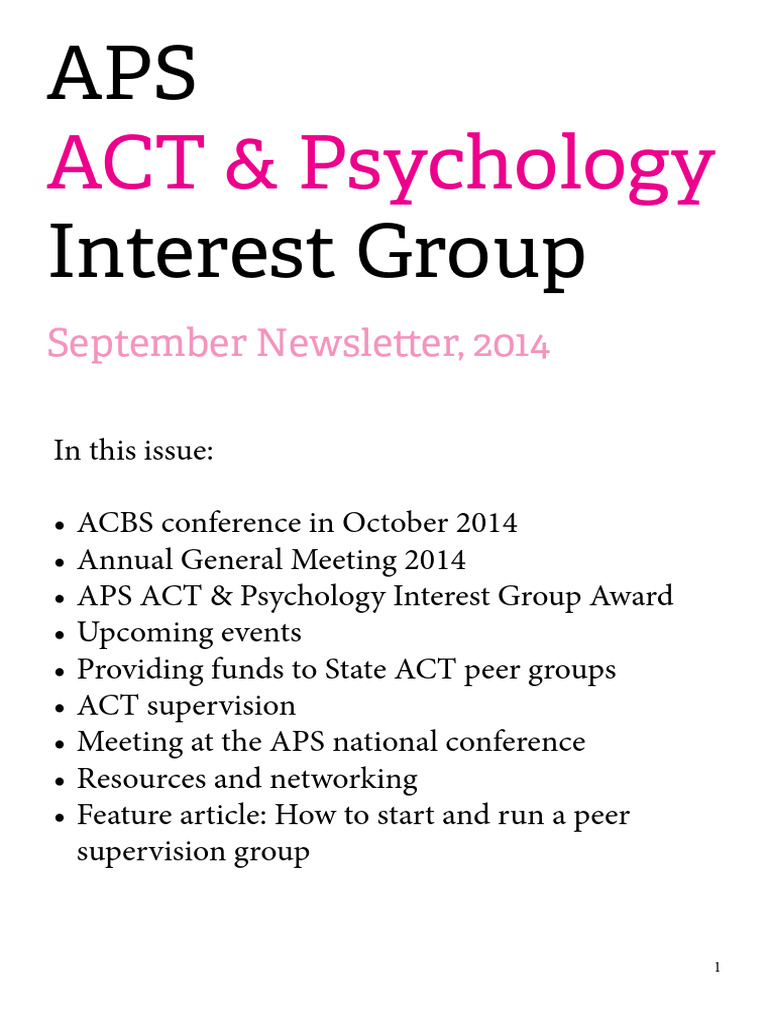 APS ACT Newsletter September 2014-2 | PDF | Thesis | Psychologist