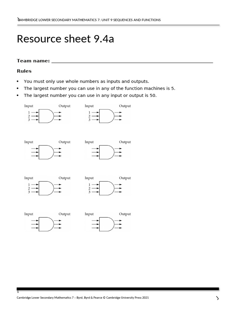 Stage 7 Maths Resource Sheet 9 4a | PDF