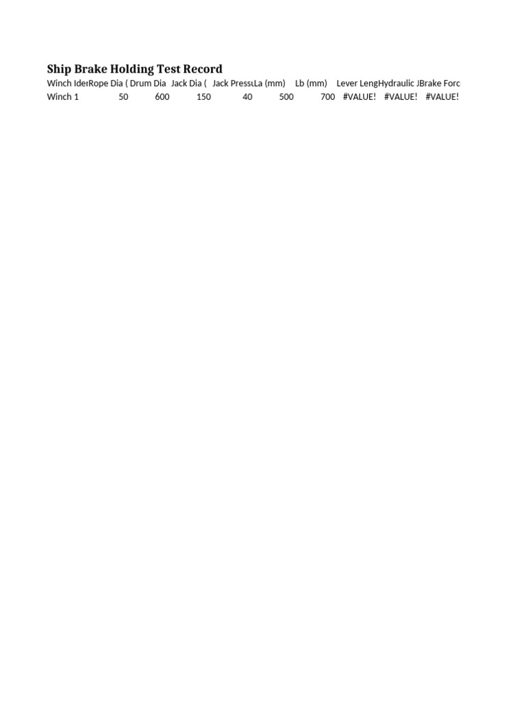 Brake Holding Test Record | PDF