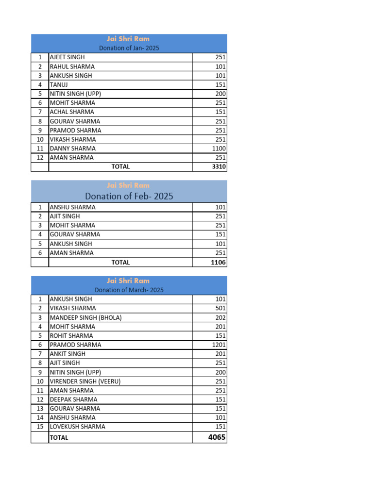 Donation Chart 2025 | PDF