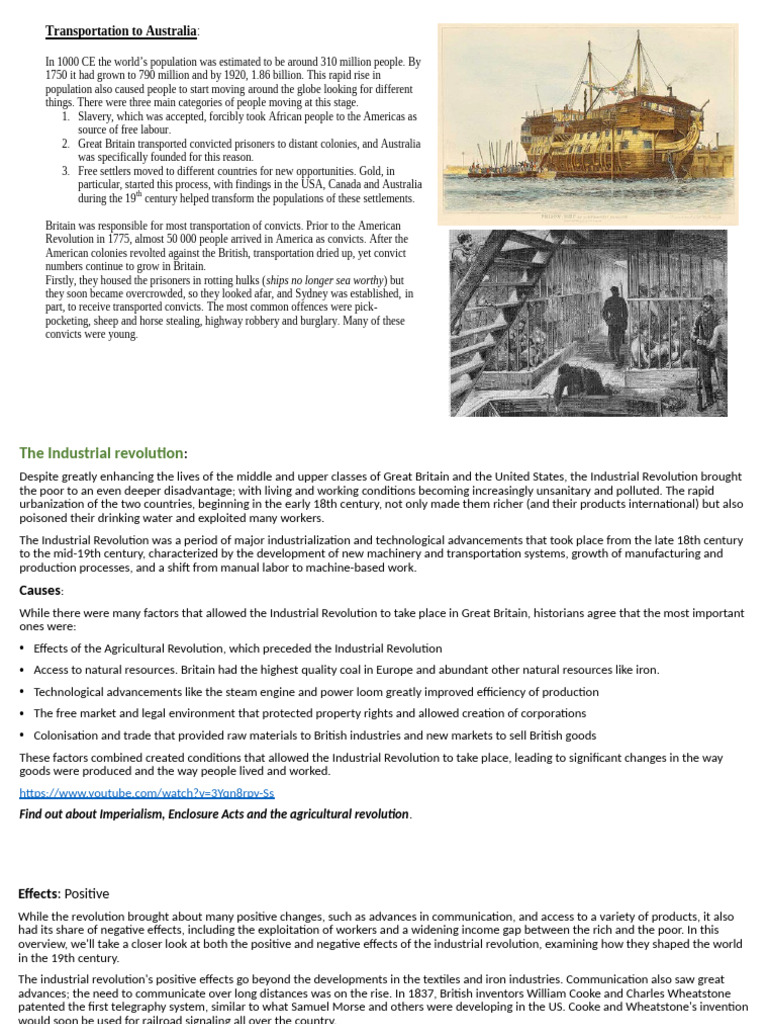 Year 9 History | PDF | Industrial Revolution