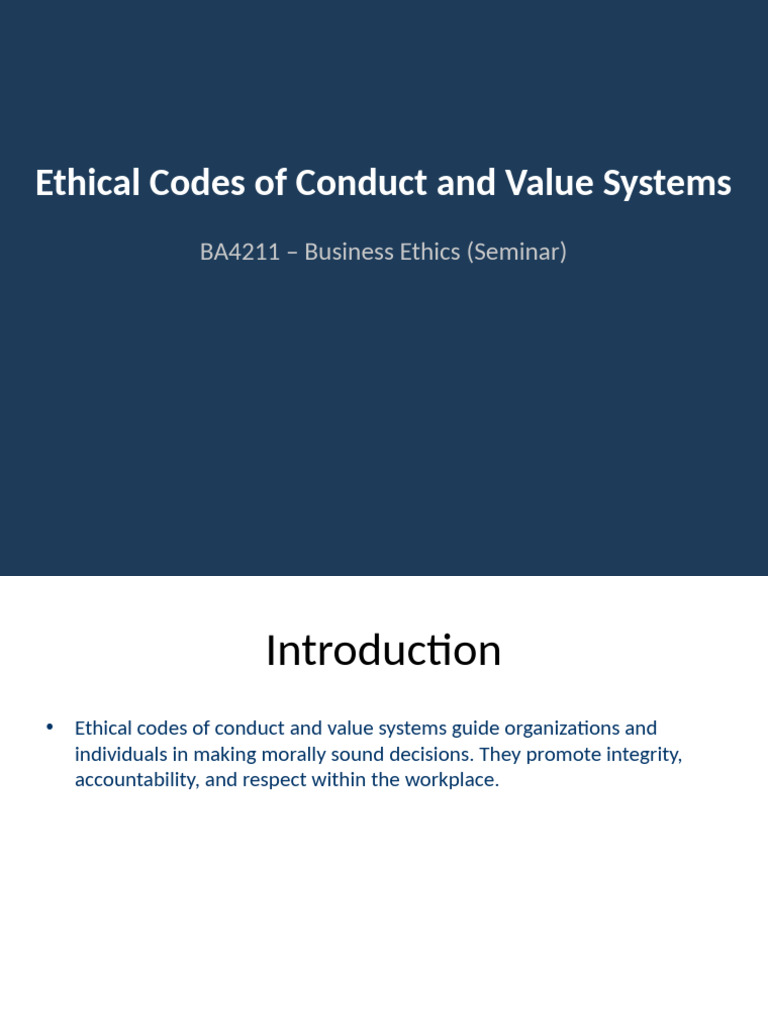 Ethical Codes and Value Systems in Business | PDF