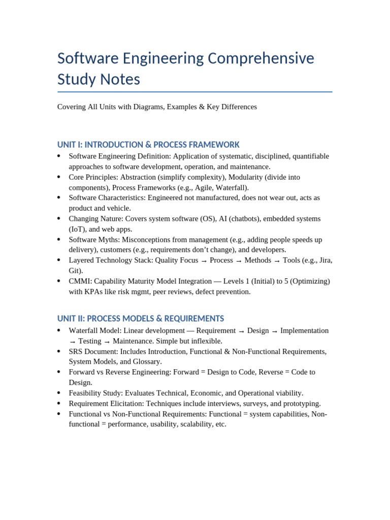 Software Engineering Notes Regenerated | PDF | Software Testing ...