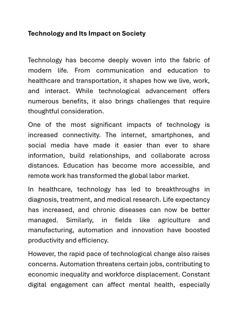 Technology's Societal Impact Explained | PDF