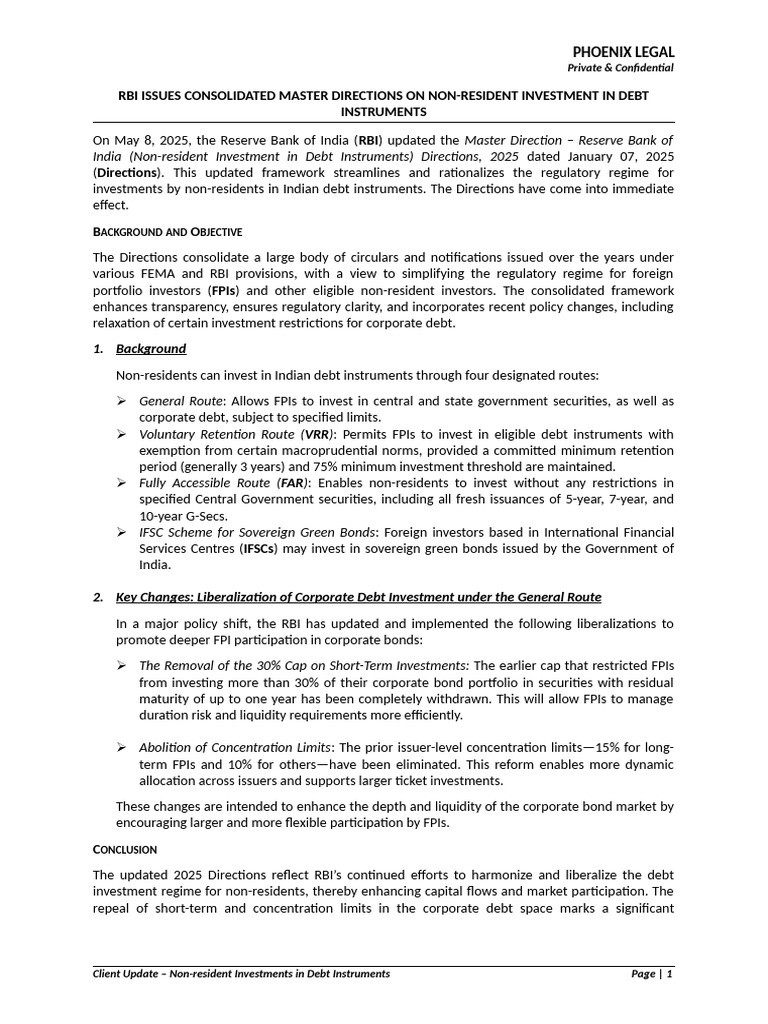 Client Update - Non Resident Investments in Debt Instruments | PDF ...